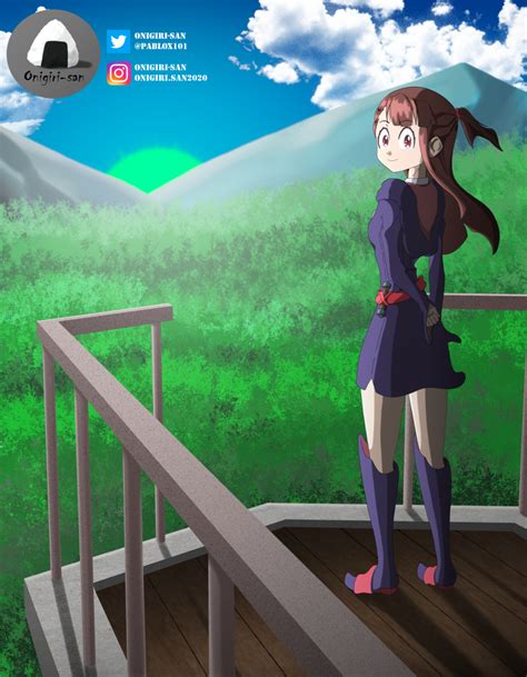 Safebooru 1girl Absurdres Brown Hair Day Grass Highres Kagari Atsuko Little Witch Academia