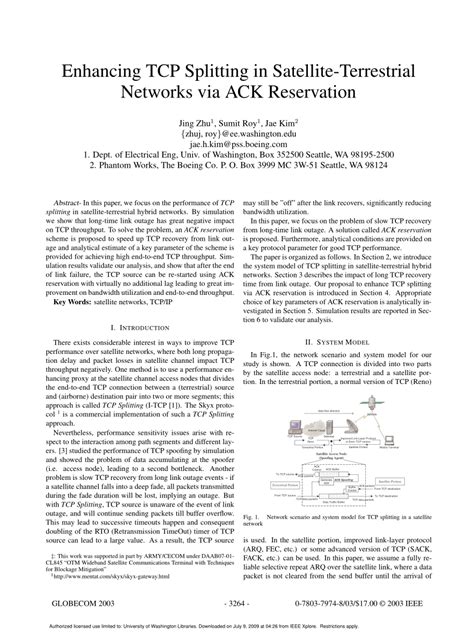 pdf enhancing tcp splitting in satellite terrestrial networks via ack reservation