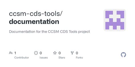 GitHub Ccsm Cds Tools Documentation Documentation For The CCSM CDS