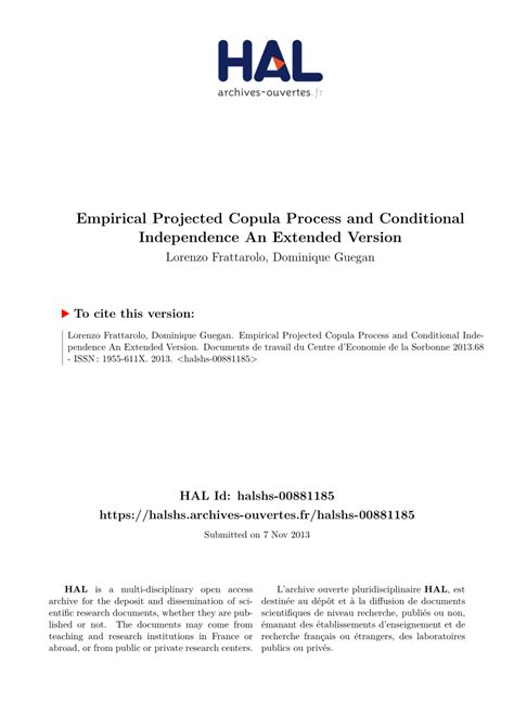 pdf empirical projected copula process and conditional independence an extended version