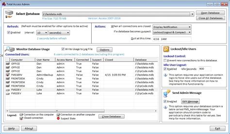 monitor microsoft access databases with total access admin to see who is currently in your database