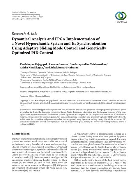 pdf dynamical analysis and fpga implementation of a novel hyperchaotic system and its