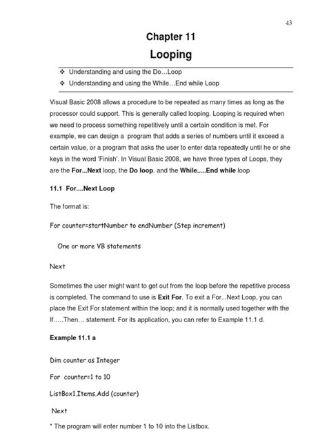 looping 11 1 for next loop pdf control flow computer engineering
