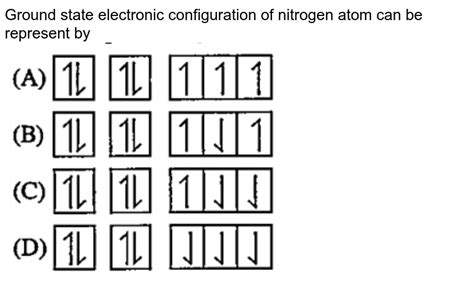 Ground State Electronic Configuration Of Nitrogen Atom Can Be Repr