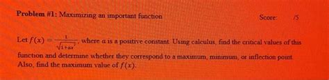 solved problem 1 maximizing an important function score