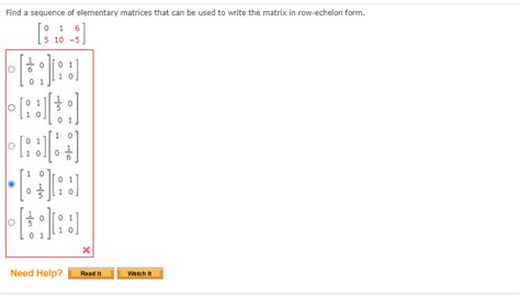 solved find a sequence of elementary matrices that can be