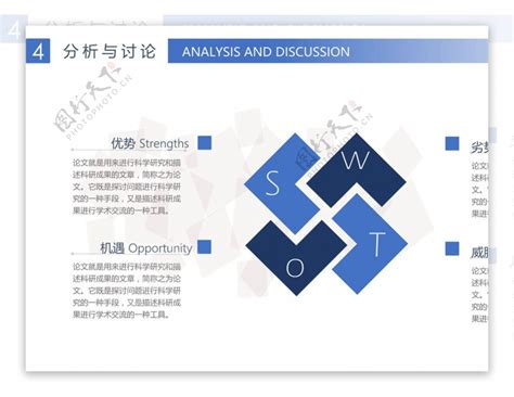 蓝色清新SWOT分析PPT模板图片素材 编号26944980 图行天下