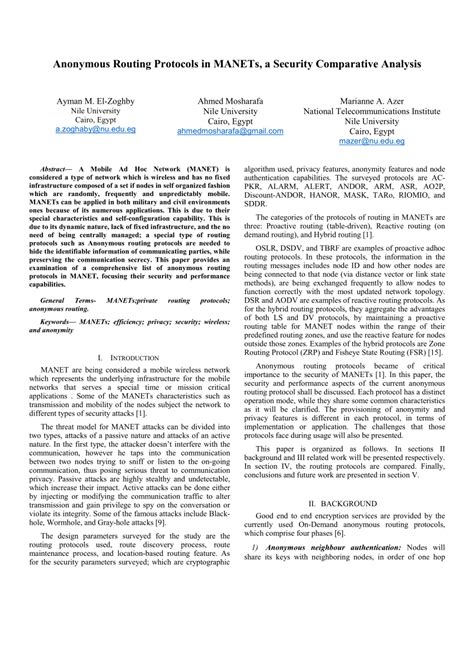 pdf anonymous routing protocols in manets a security comparative analysis