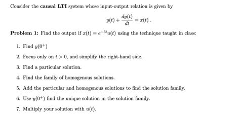 solved consider the causal lti system whose input output