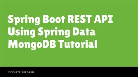 spring boot rest api using spring data mongodb tutorial