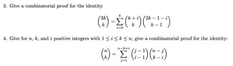solved 3 give a combinatorial proof for the identity