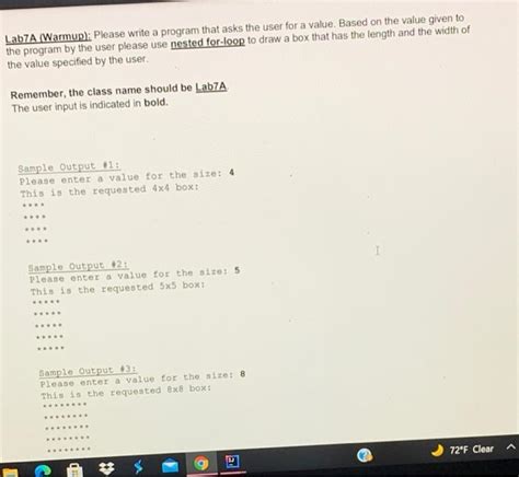 solved lab7a warmup please write a program that asks the