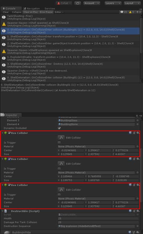 multiple colliders problem questions and answers unity discussions