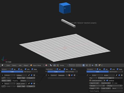 Game Engine BGE Expression To Check If Collision Sensor S Property