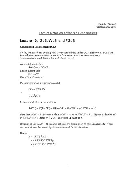 an in depth examination of generalized least squares weighted least squares and feasible