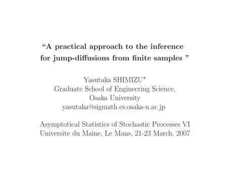 pdf a practical approach to the inference for jump diffusions from finite samples