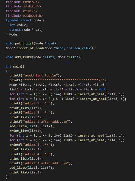 solved use c program write a function void add lists node