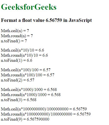 How To Format A Float In JavaScript GeeksforGeeks