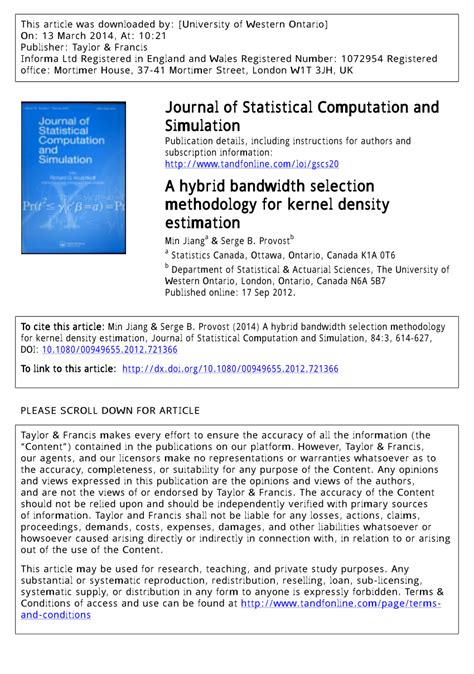pdf a hybrid bandwidth selection methodology for kernel density estimation
