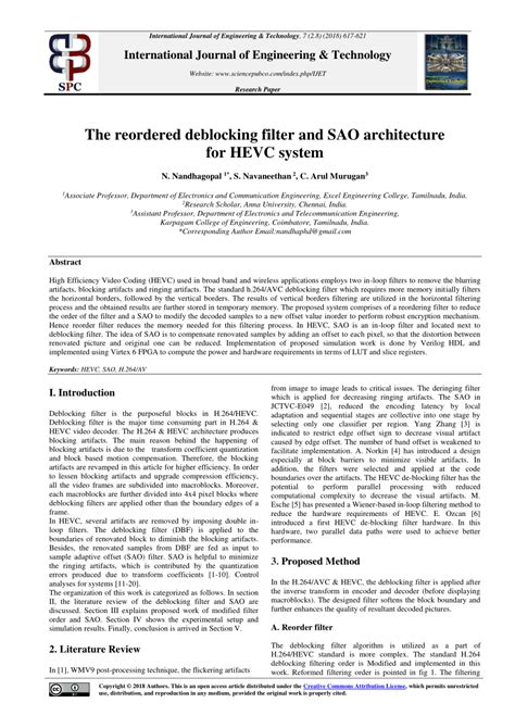 pdf the reordered deblocking filter and sao architecture for hevc system