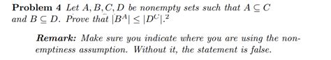 solved problem 4 let a b c d be nonempty sets such that a