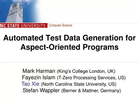 ppt automated test data generation for aspect oriented programs powerpoint presentation id
