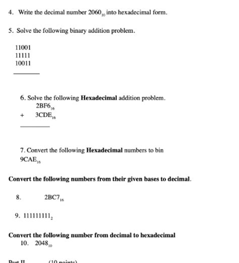 Solved 4 Write The Decimal Number 2060 Into Hexadecimal Chegg