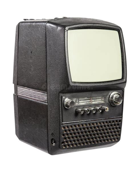 Vintage Television With Cut Out Screen On Isolated Background Stock