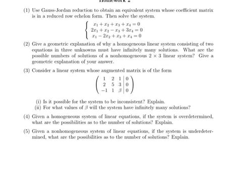 solved 1 use gauss jordan reduction to obtain an