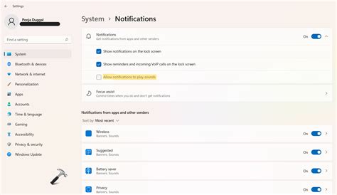 Enable Disable Notification Sounds In Windows 11
