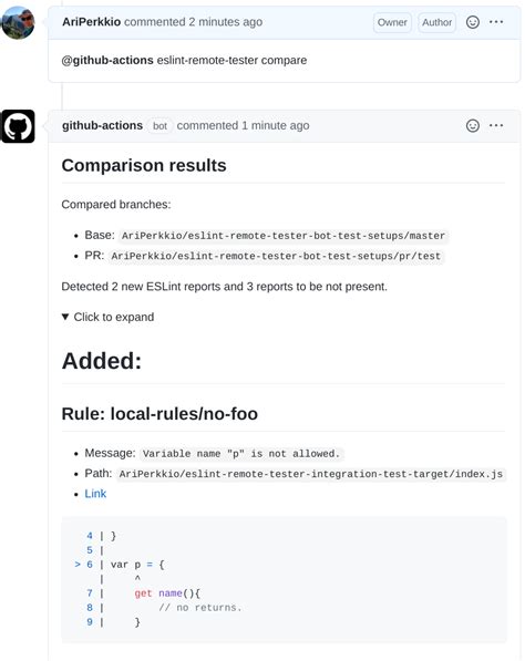 Eslint Remote Tester PR Comparator Actions GitHub Marketplace GitHub
