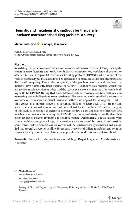 heuristic and metaheuristic methods for the parallel unrelated machines scheduling problem a