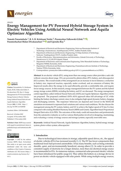 pdf energy management for pv powered hybrid storage system in electric vehicles using
