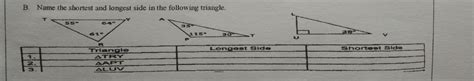 solved b name the shortest and longest side in the following triangle longest side shortest