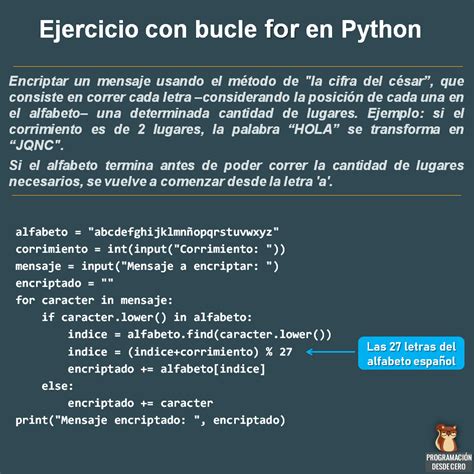 Ejercicio con bucles for en Python Programación desde cero