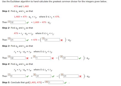 solved use the euclidean algorithm to hand calculate the