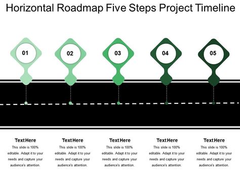 Horizontal Roadmap Five Steps Project Timeline Templates PowerPoint
