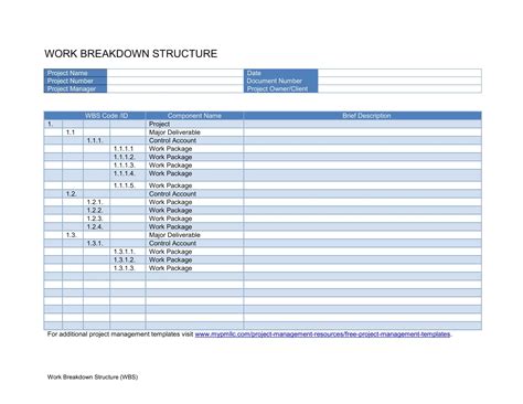 Free Printable Work Breakdown Structure Templates Word Excel