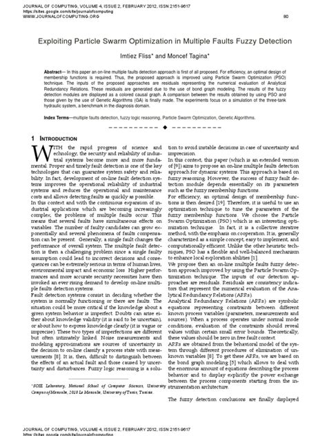 pdf exploiting particle swarm optimization in multiple faults fuzzy detection dokumen tips