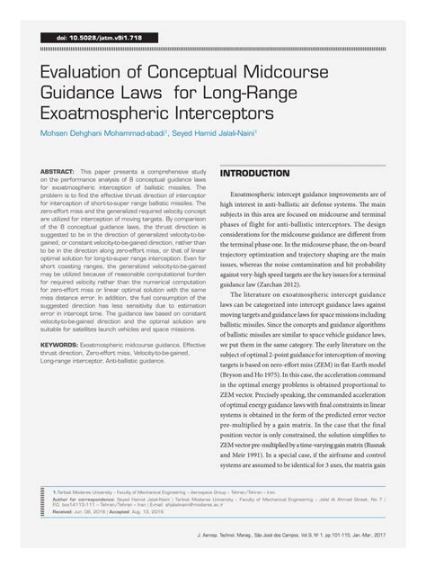 pdf evaluation of conceptual midcourse guidance laws for long range exoatmospheric interceptors