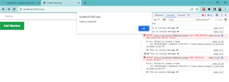javascript console log and alert not working in next js application stack overflow