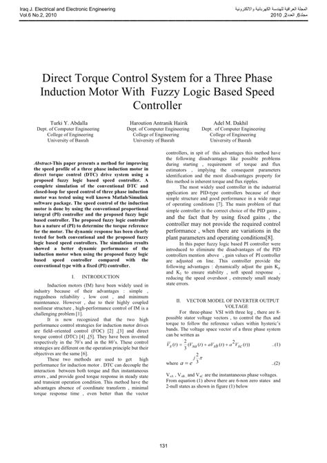 pdf direct torque control system for a three phase induction motor with fuzzy logic based