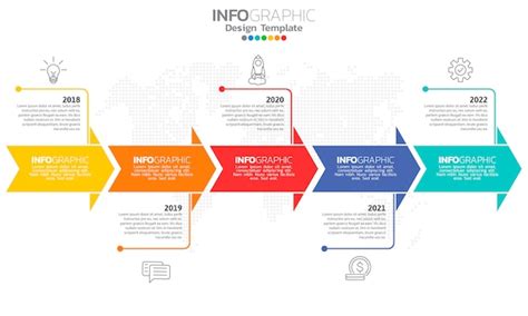 Plantilla de infografía de línea de tiempo con flechas y 5 opciones
