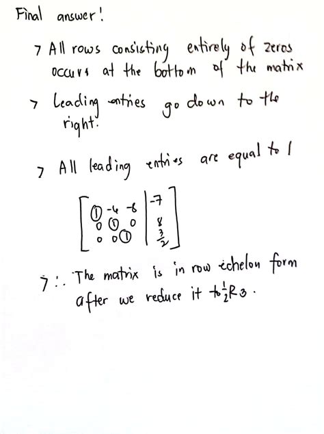 [solved] determine if the matrix is in row echelon form 6 71 o ooh course hero