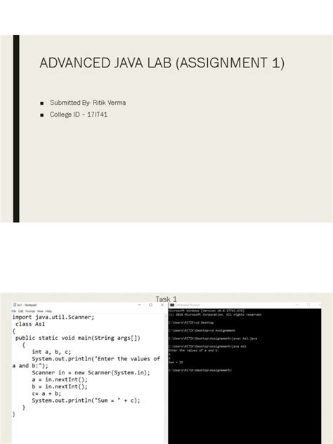 advanced java lab assignment 1 submitted by ritik verma college id 17it41 pdf