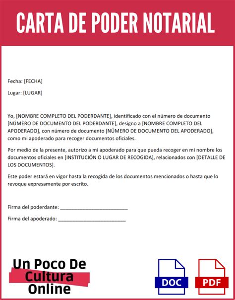 Carta De Poder Notarial Modelos Y Ejemplos Para Descargar