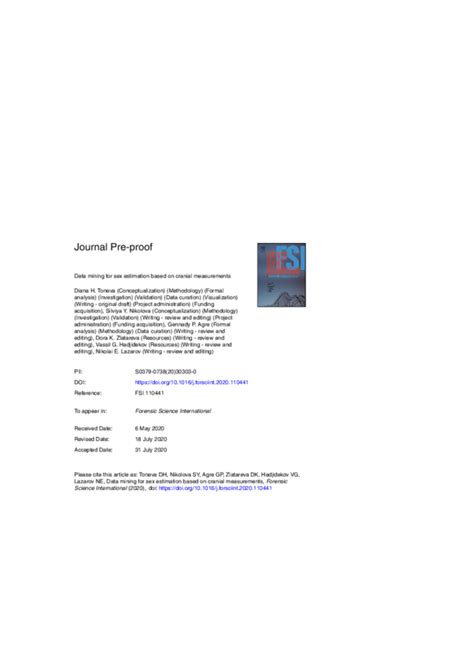 pdf data mining for sex estimation based on cranial measurements nikolai lazarov