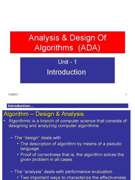 analysis and design of algorithms ada unit 1 pdf time complexity logarithm