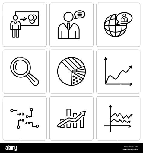 Set Of 9 Simple Editable Icons Such As Variable Bars Chart Strategy