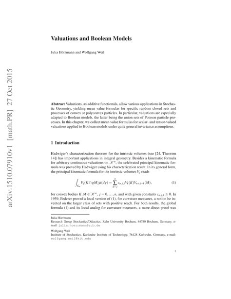 pdf valuations and boolean models
